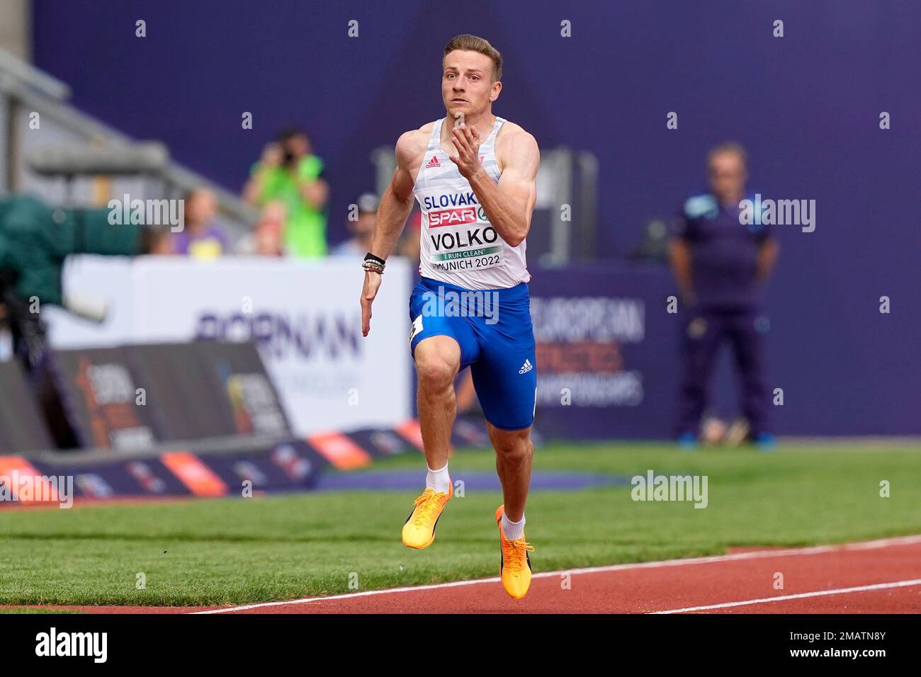 Jan Volko, of Slovakia, competes in a Men's 200 meters heat during the ...