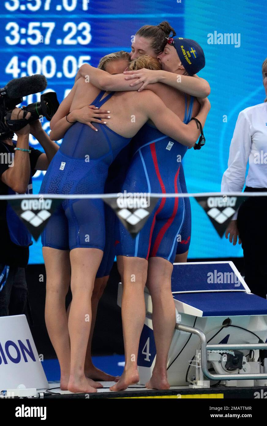 Team Sweden celebrate after winning the gold medal in the Women's ...