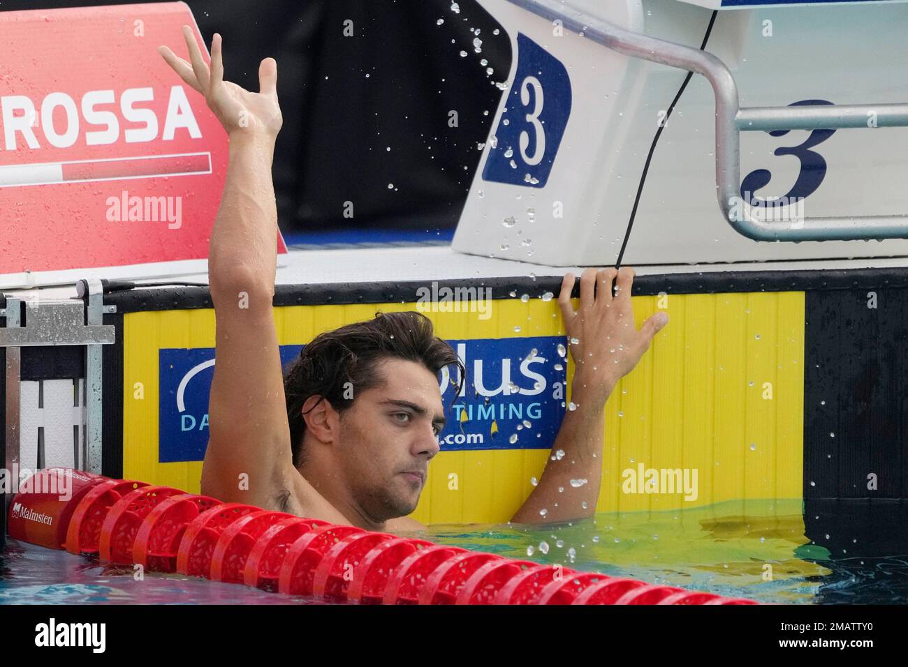 Thomas Ceccon of Italy celebrates after winning in the Men's 100m ...