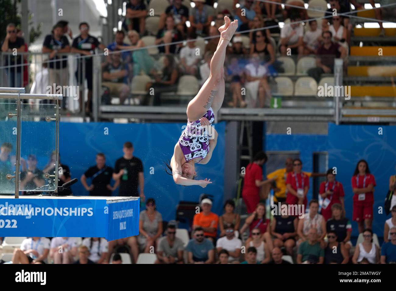 Sofia Lyskun of Ukraine competes during women's diving platform final ...
