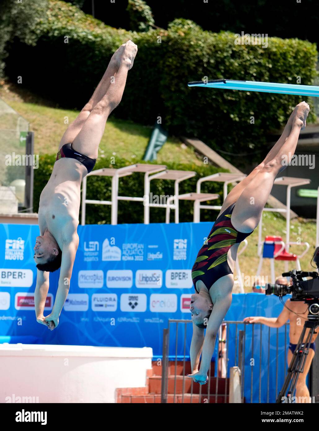 Lou Massenberg and Tina Punzel of Germany compete during the mixed ...