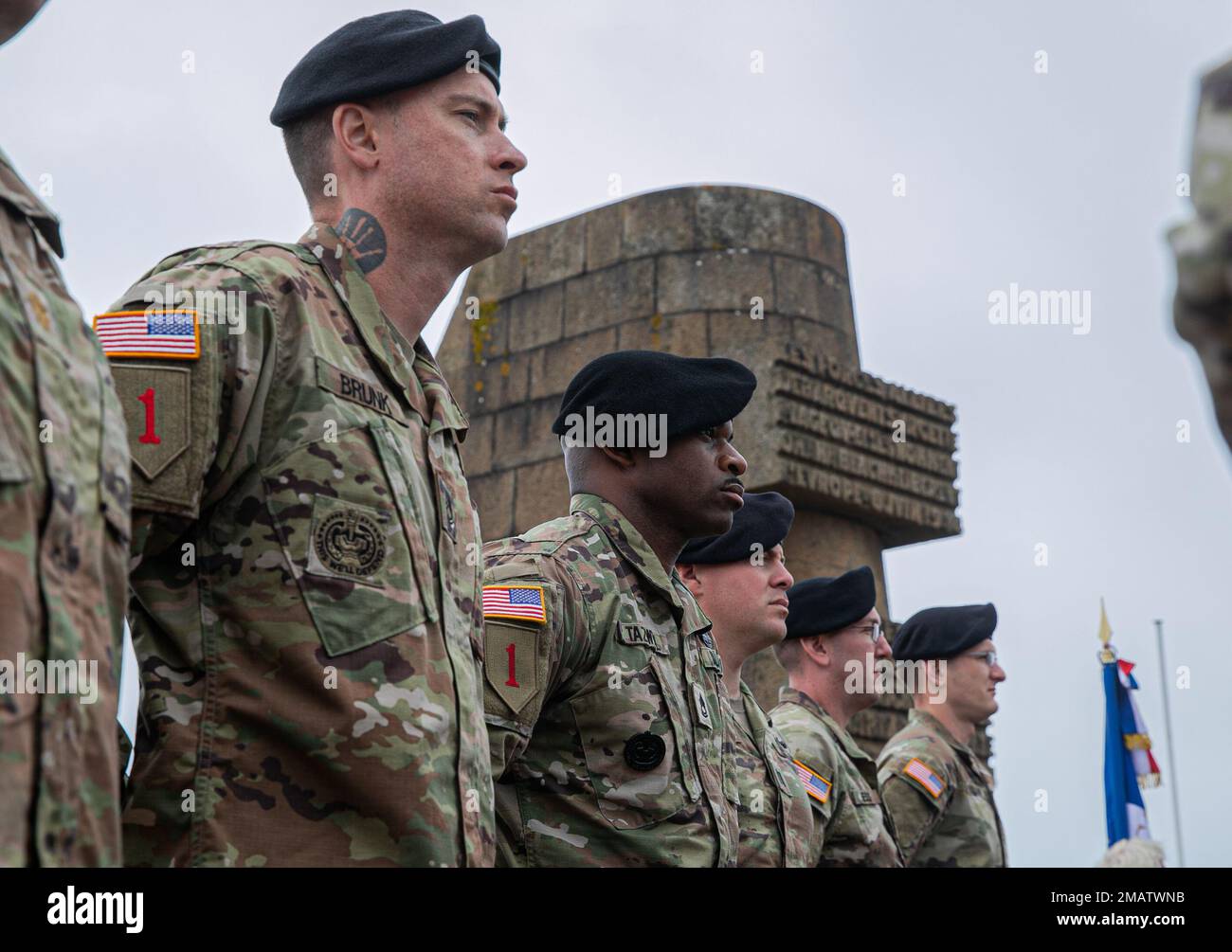 U.S. Army Soldiers with the 1st Infantry Division stand in formation ...