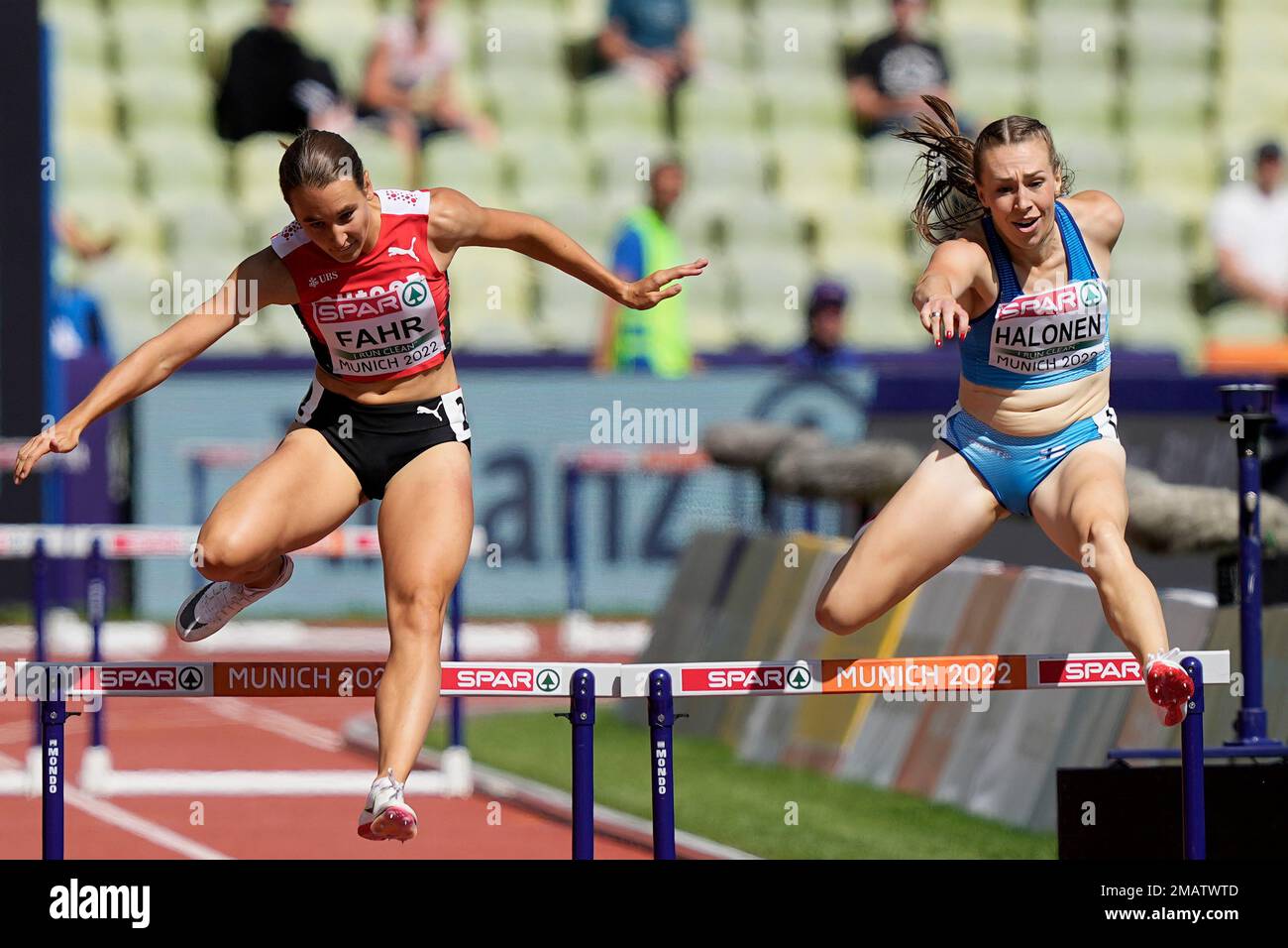 Annina Fahr, of Switzerland, left, and Kristiina Halonen, of Finland ...