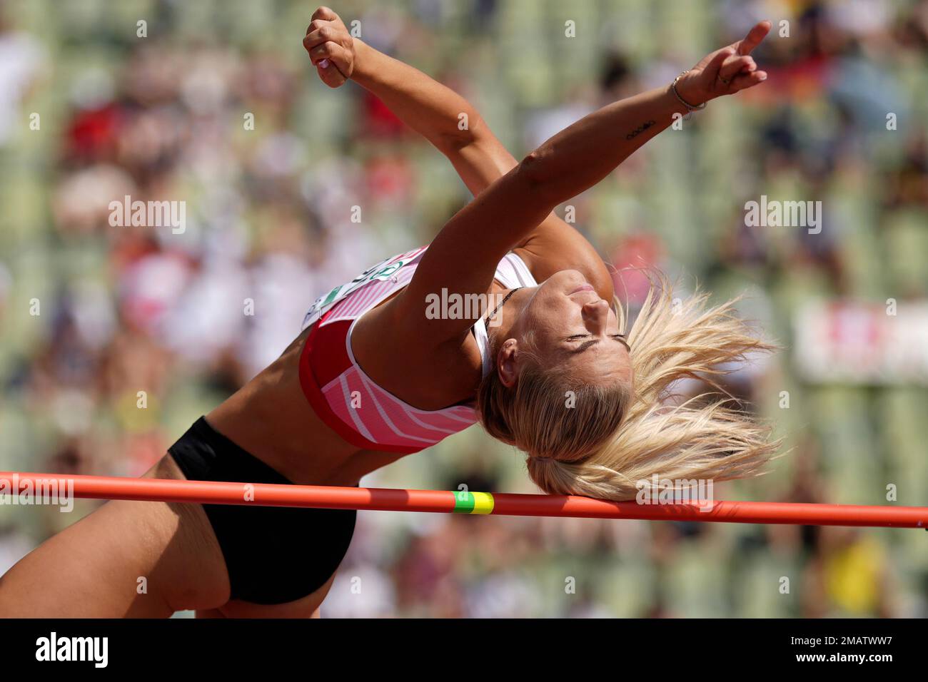 Ivona Dadic, of Austria, makes an attempt in the Women's heptathlon ...
