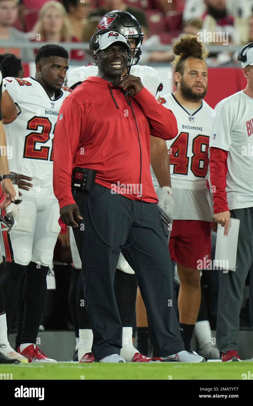 Tampa Bay Buccaneers head coach Todd Bowles shouts instructions to ...