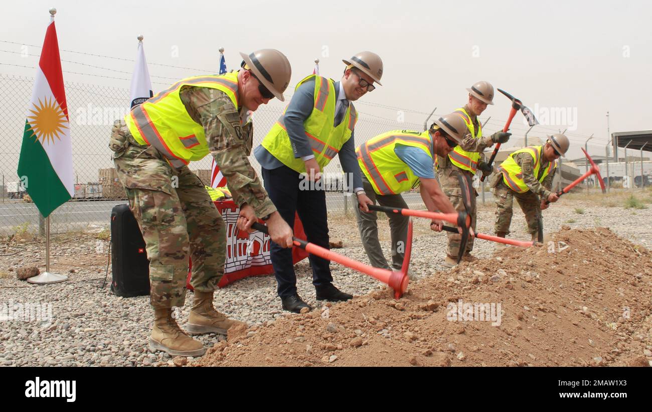 Colonel Brian Ducote (near), the Commander for Task Force Warrior, and ...