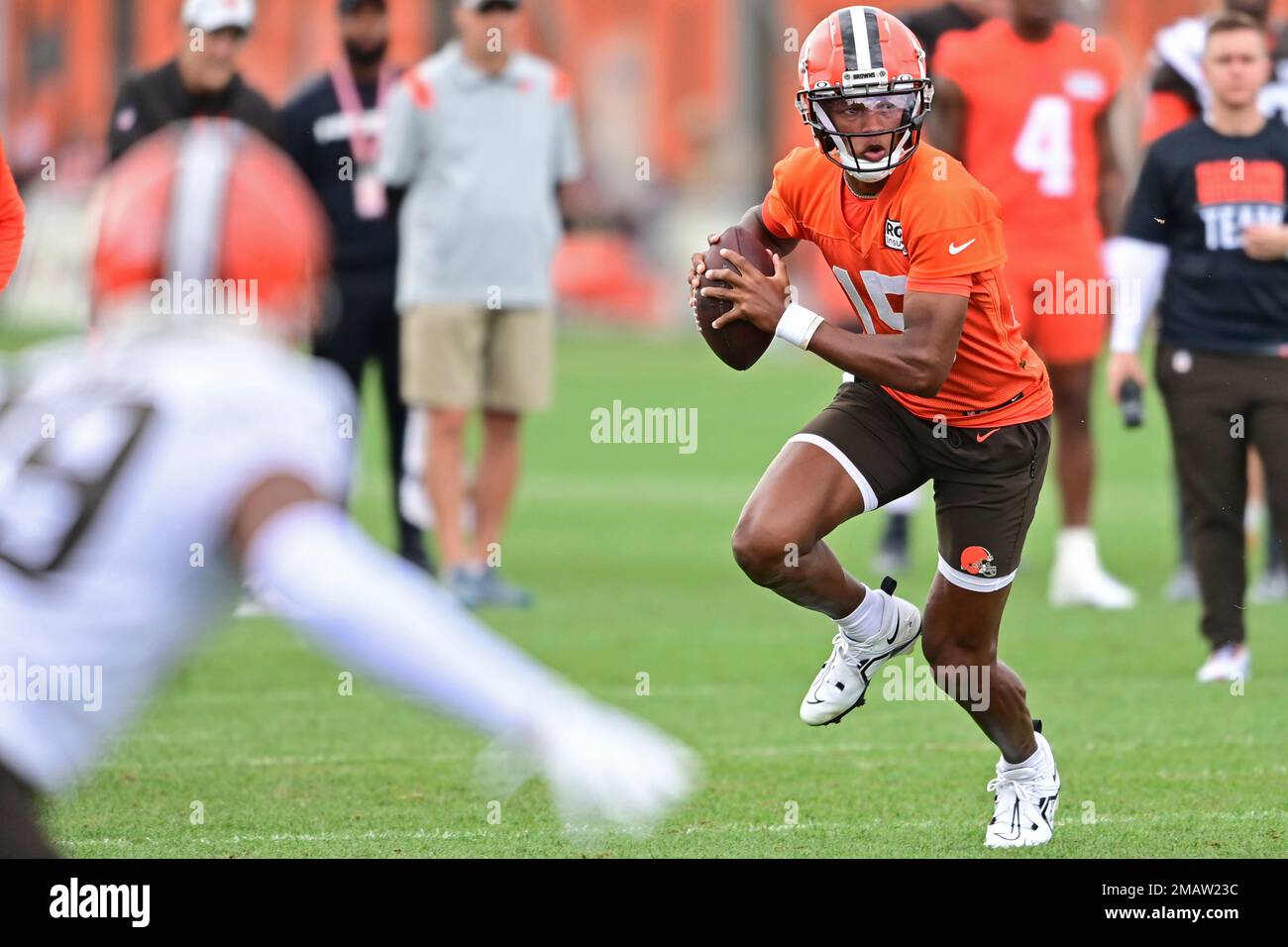 Cleveland Browns quarterback Joshua Dobbs looks to pass during NFL ...