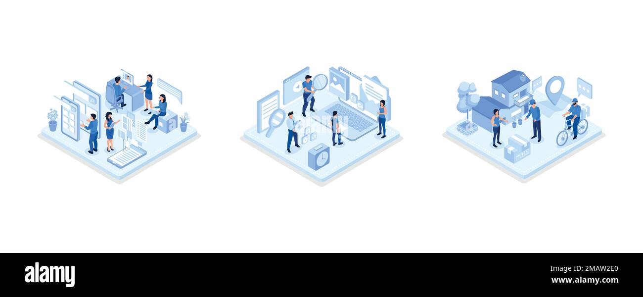 Development team at work concept, People team work together in web ...