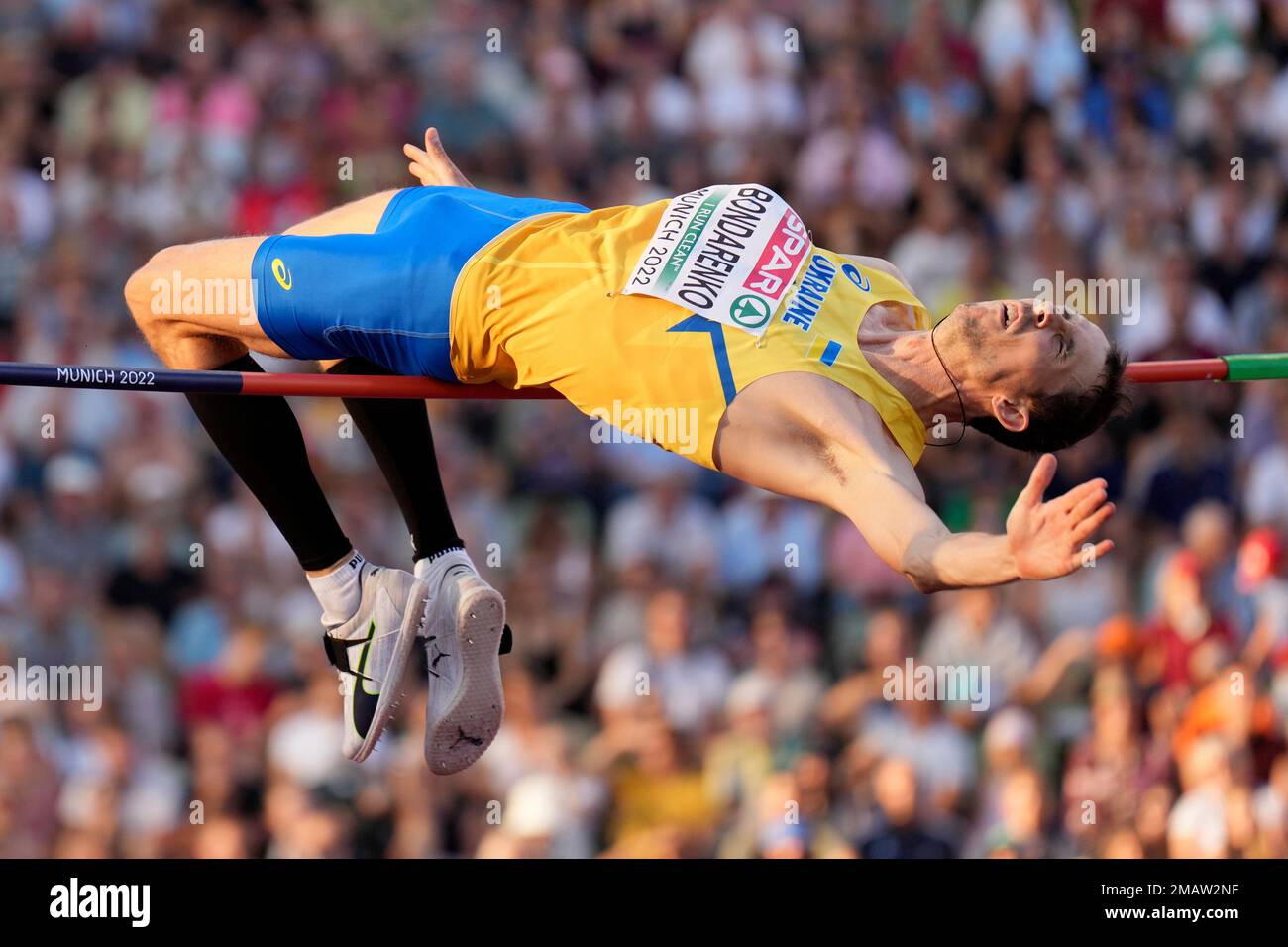 Bohdan Bondarenko, of Ukraine, makes an attempt in the Men's high jump ...