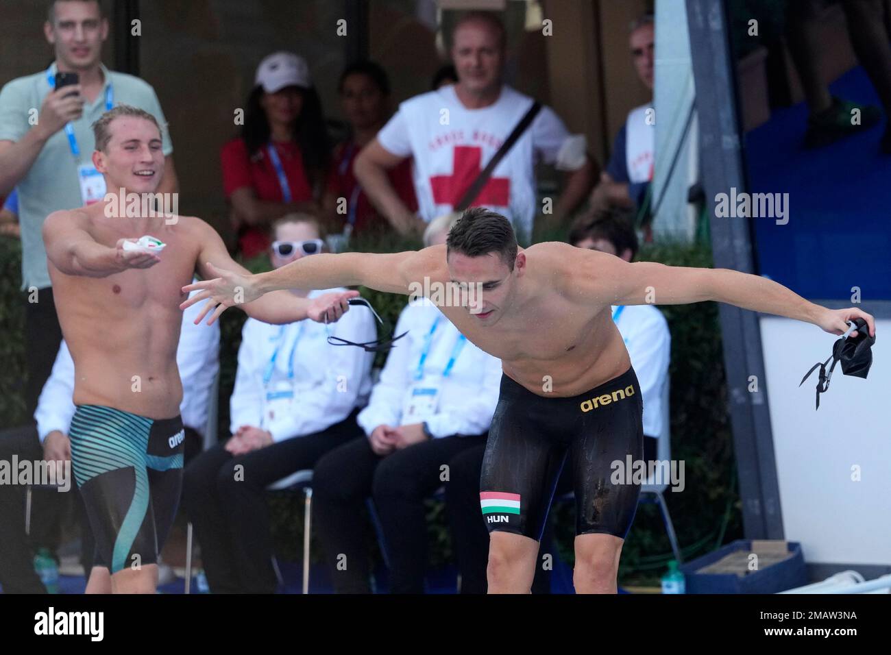 Hungary's Kristof Milak celebrates after winning the men's 200m ...
