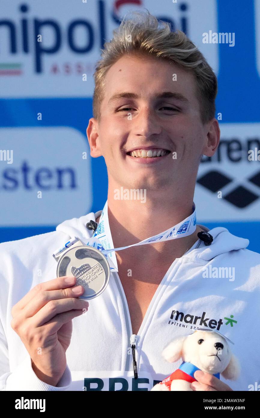 Second placed Hungary's Richard Marton celebrates after the men's 200m ...