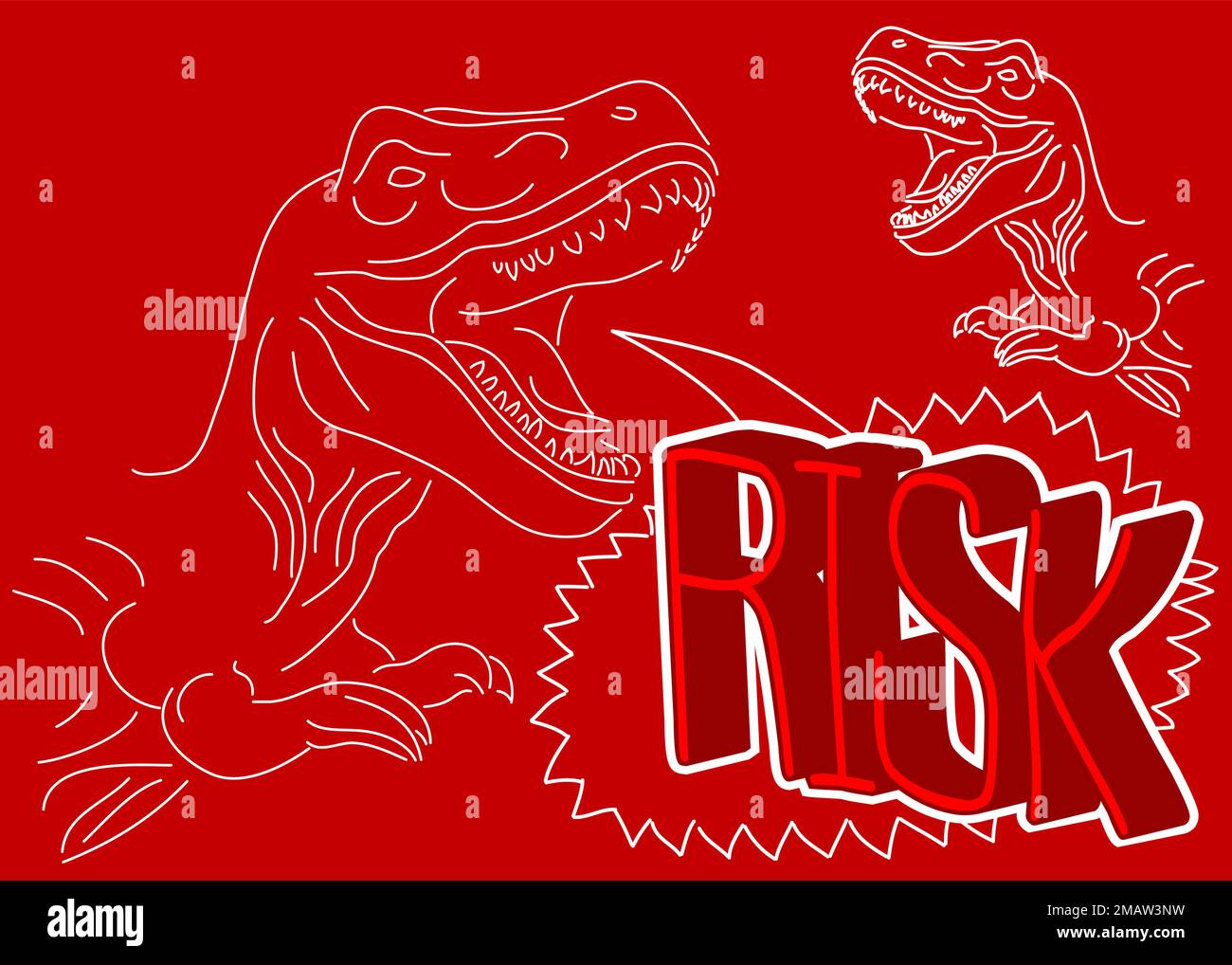 Dinosaur with speech bubble saying Risk word. Tyrannosaurus Rex with ...