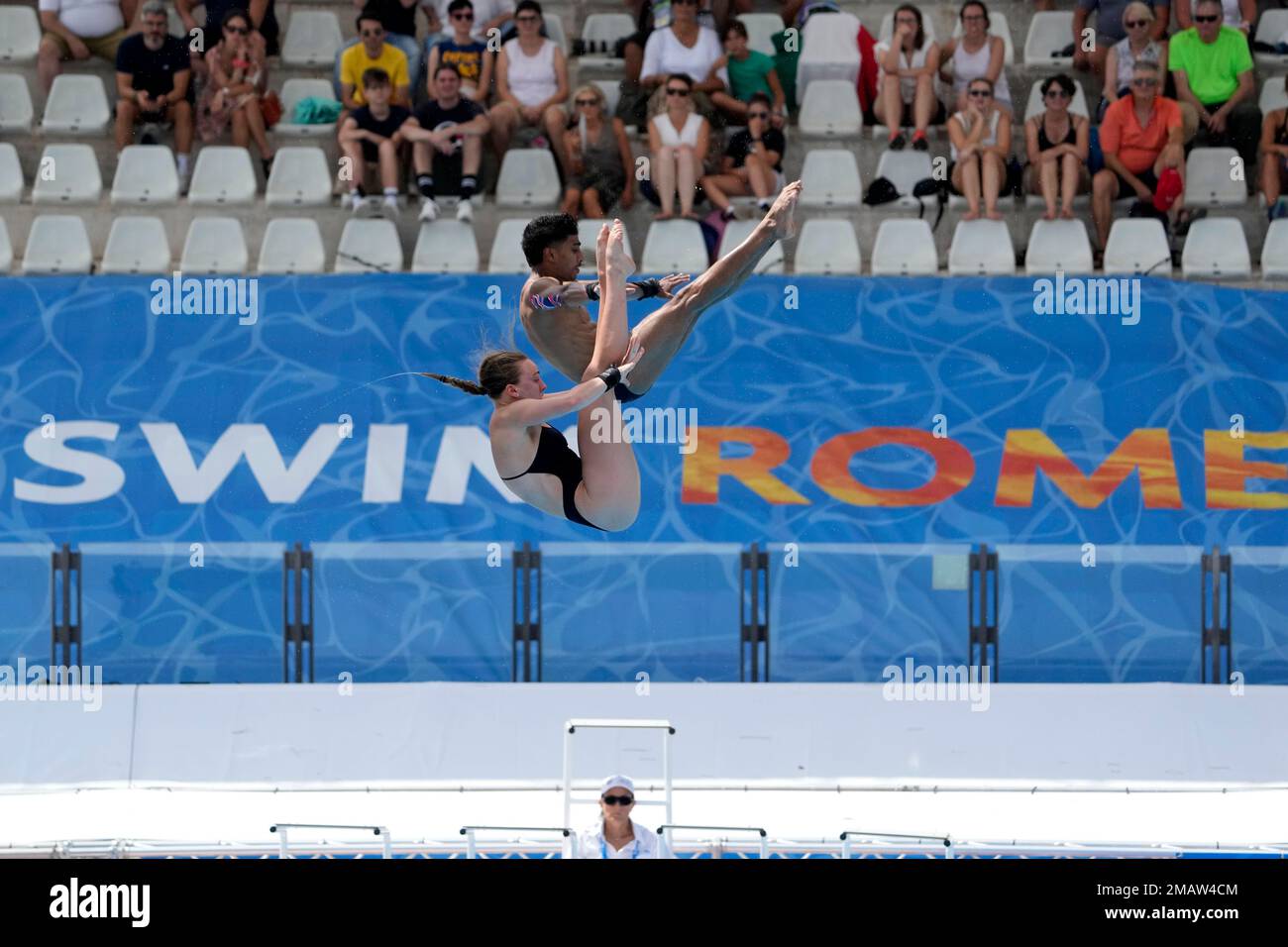 Britain's Kyle Kothari and Lois Toulson compete during the diving mixed ...