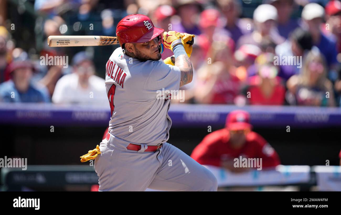St. Louis Cardinals catcher Yadier Molina (4) in the third inning of a ...