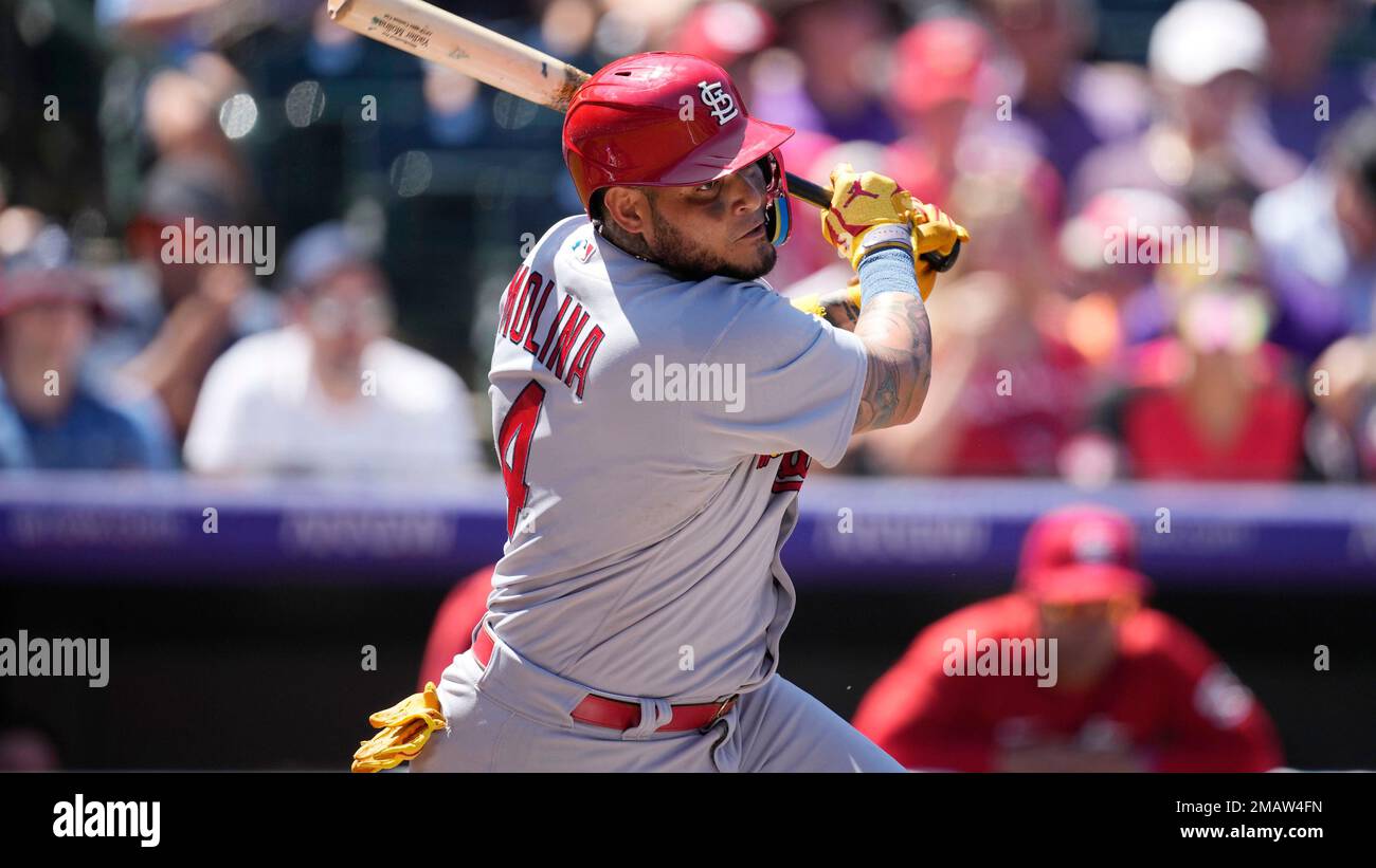 St. Louis Cardinals catcher Yadier Molina (4) in the third inning of a ...