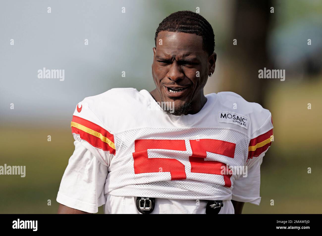 Kansas City Chiefs defensive end Frank Clark arrives at NFL football ...