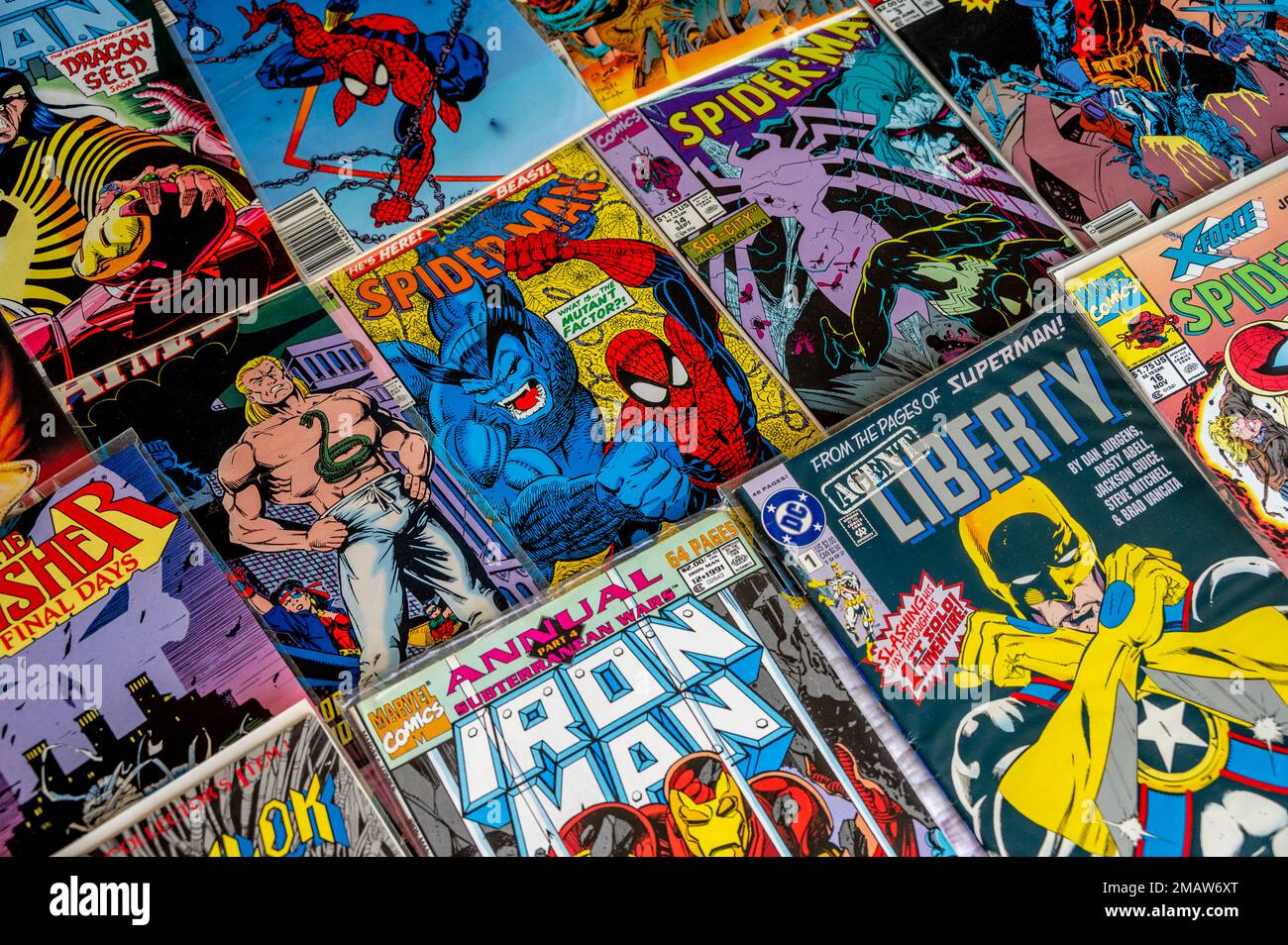 Calgary, Alberta - January 13, 2023: Vintage comic book collection ...