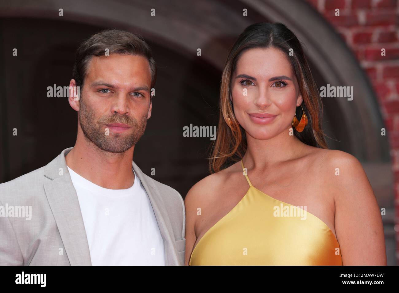 Dom Lever and Jessica Lever pose for photographers upon arrival for the ...