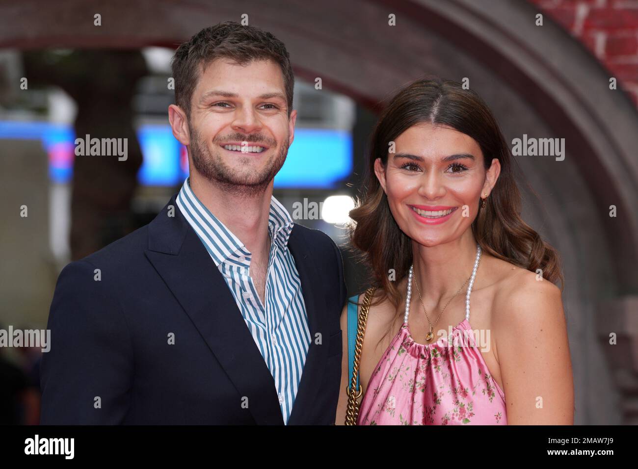 Jim Chapman and Sarah Tarleton pose upon arrival for the premiere of ...