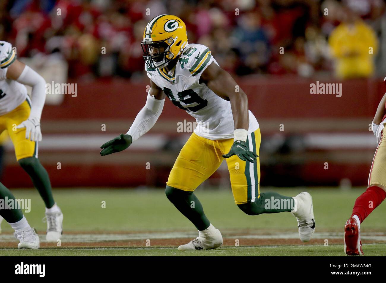 Green Bay Packers tight end Dominique Dafney (49) runs a play during an NFL preseason football ...