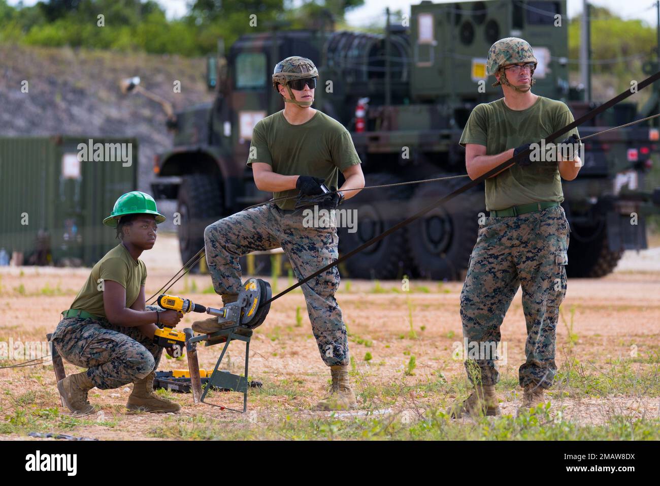 U.S. Marines with Marine Air Control Group (MACG) 18 set up a Tactical ...