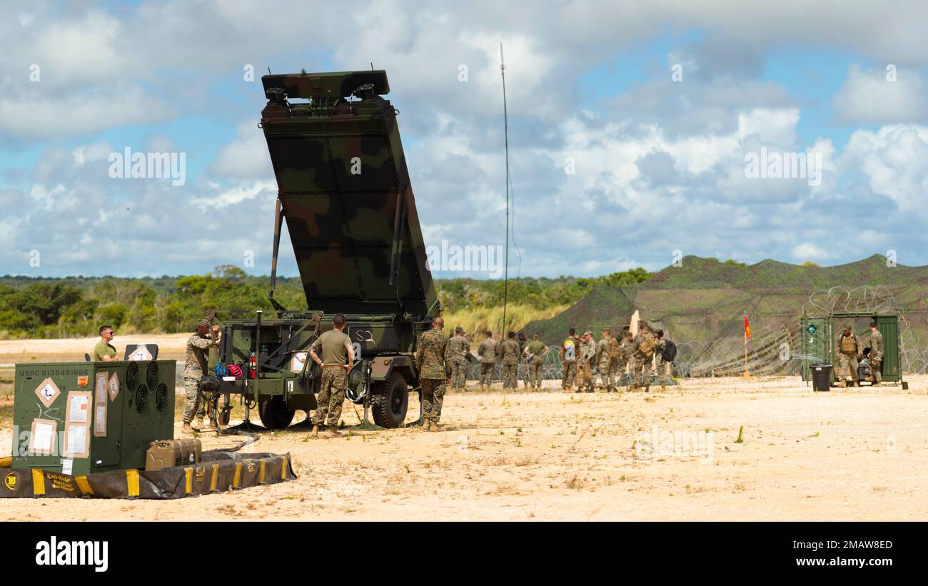 U.S. Marines with Marine Air Control Group (MACG) 18 set up an AN/TPS ...