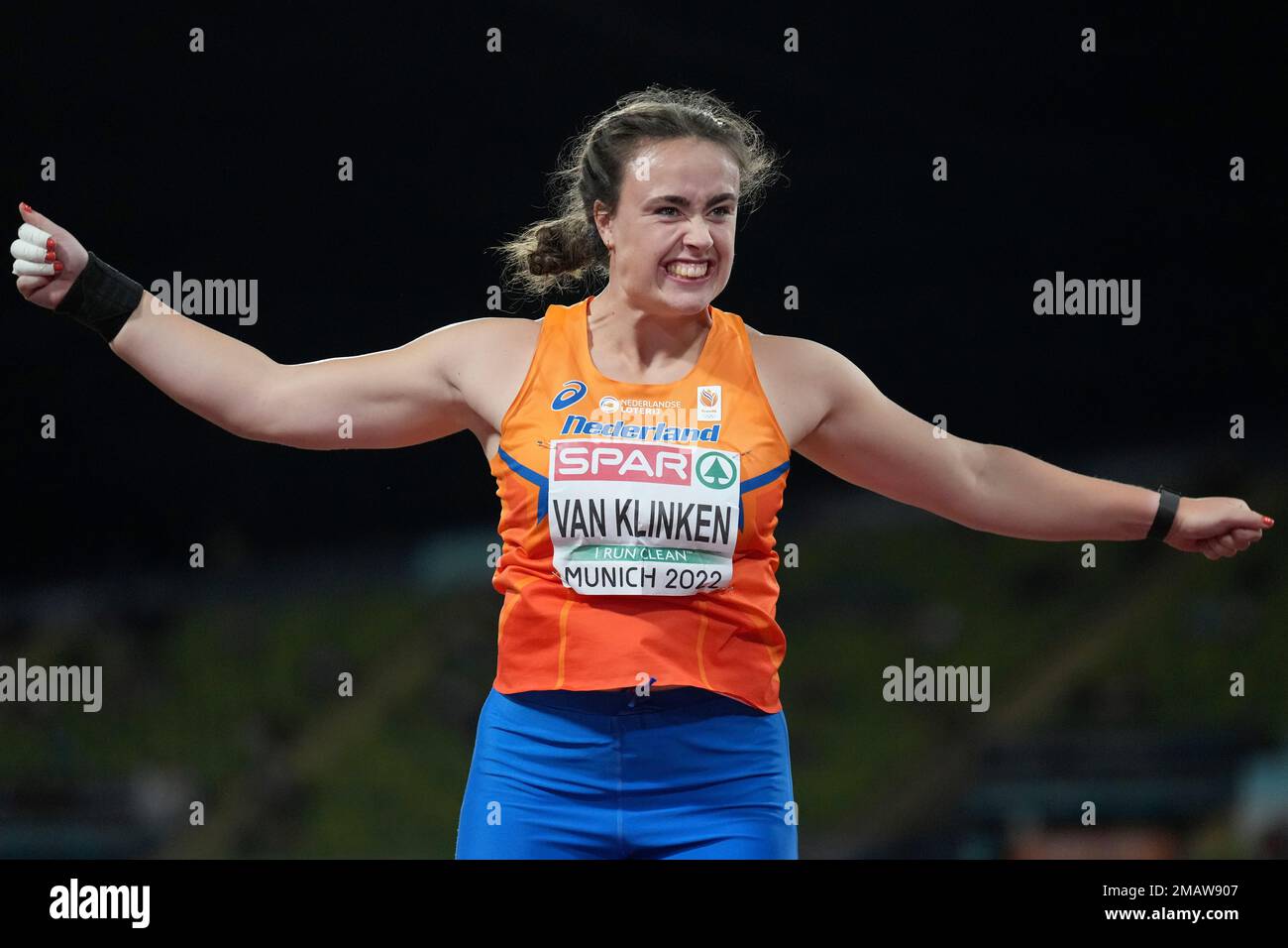 Jorinde Van Klinken , of the Netherlands, reacts after winning the ...