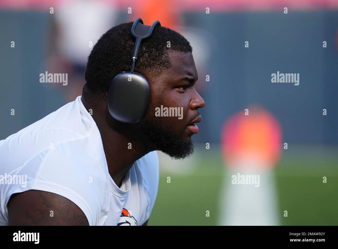 Denver Broncos defensive end Marquiss Spencer (51) warms up against the ...