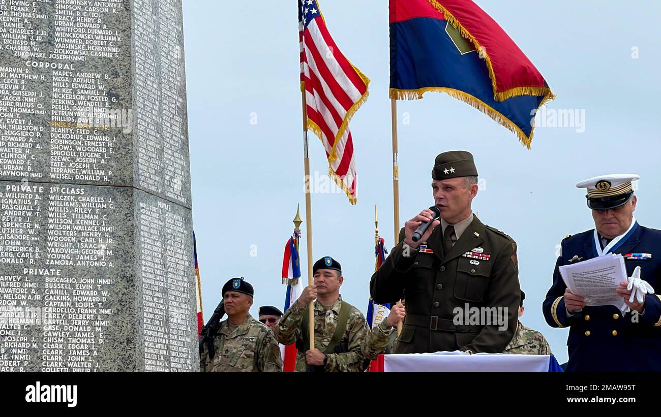 U.S. Army Maj. Gen. John V. Meyer III, commanding general of the 1st Infantry Division gives a ...