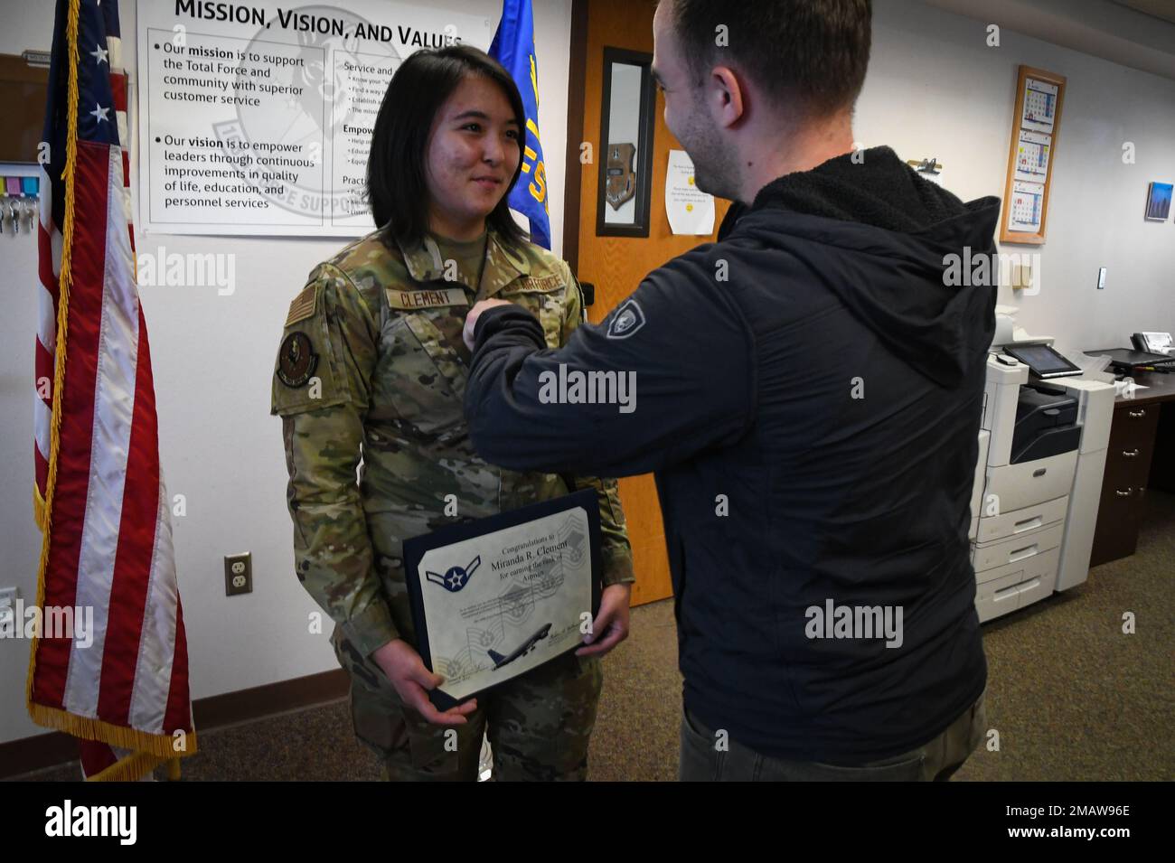 Airman Miranda Clement of the 168th Wing, 168th Force Support Squadron ...