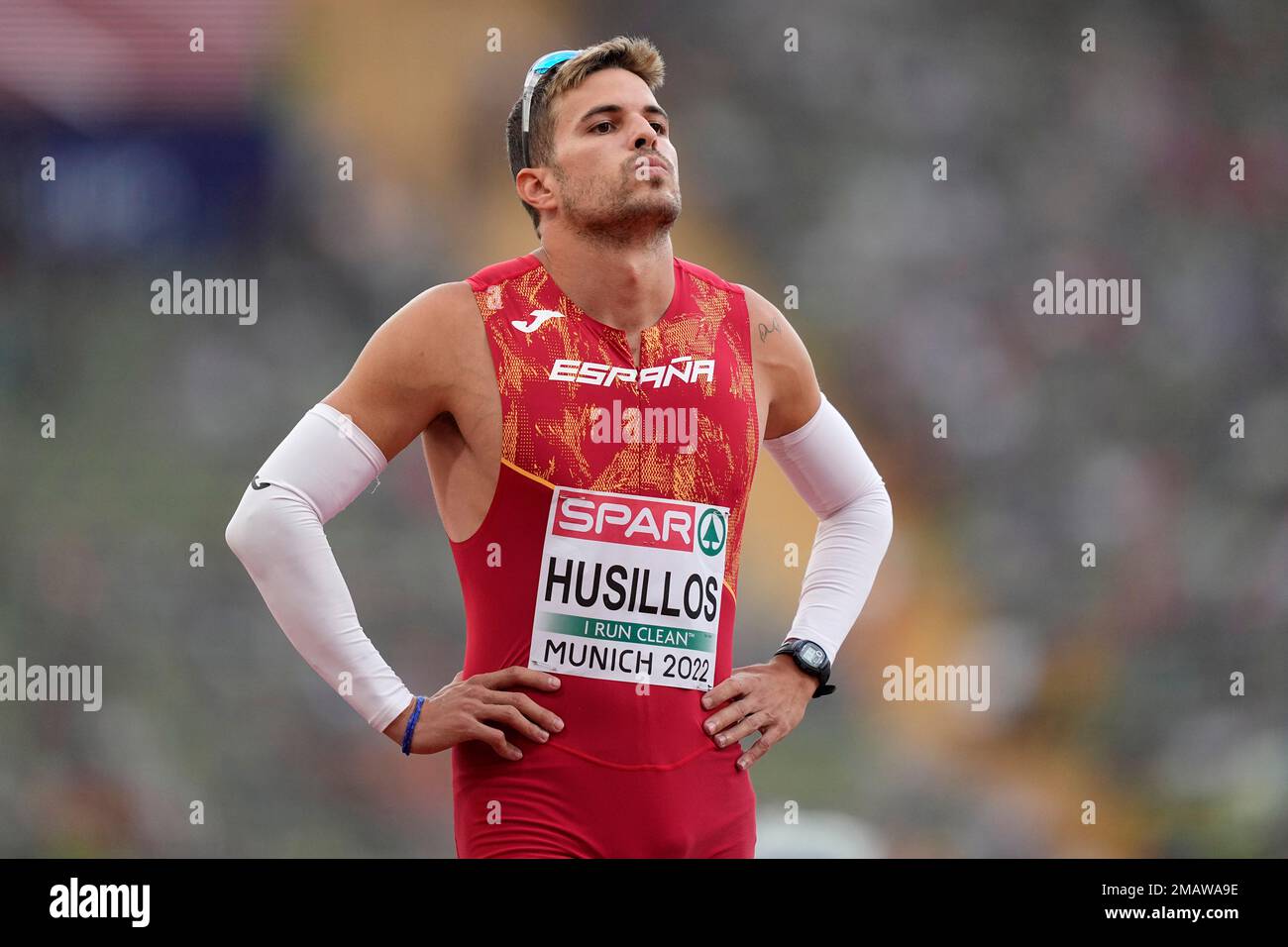 Oscar Husillos, of Spain, gets ready to compete in a Men's 400 meters ...