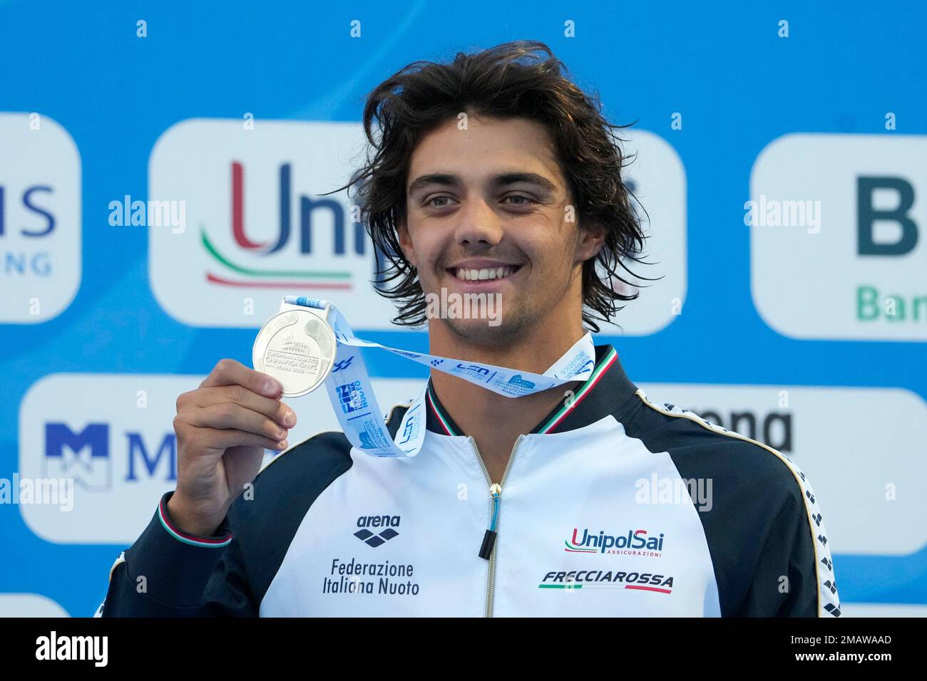 Second placed Italy's Thomas Ceccon celebrates after the men's 50m ...