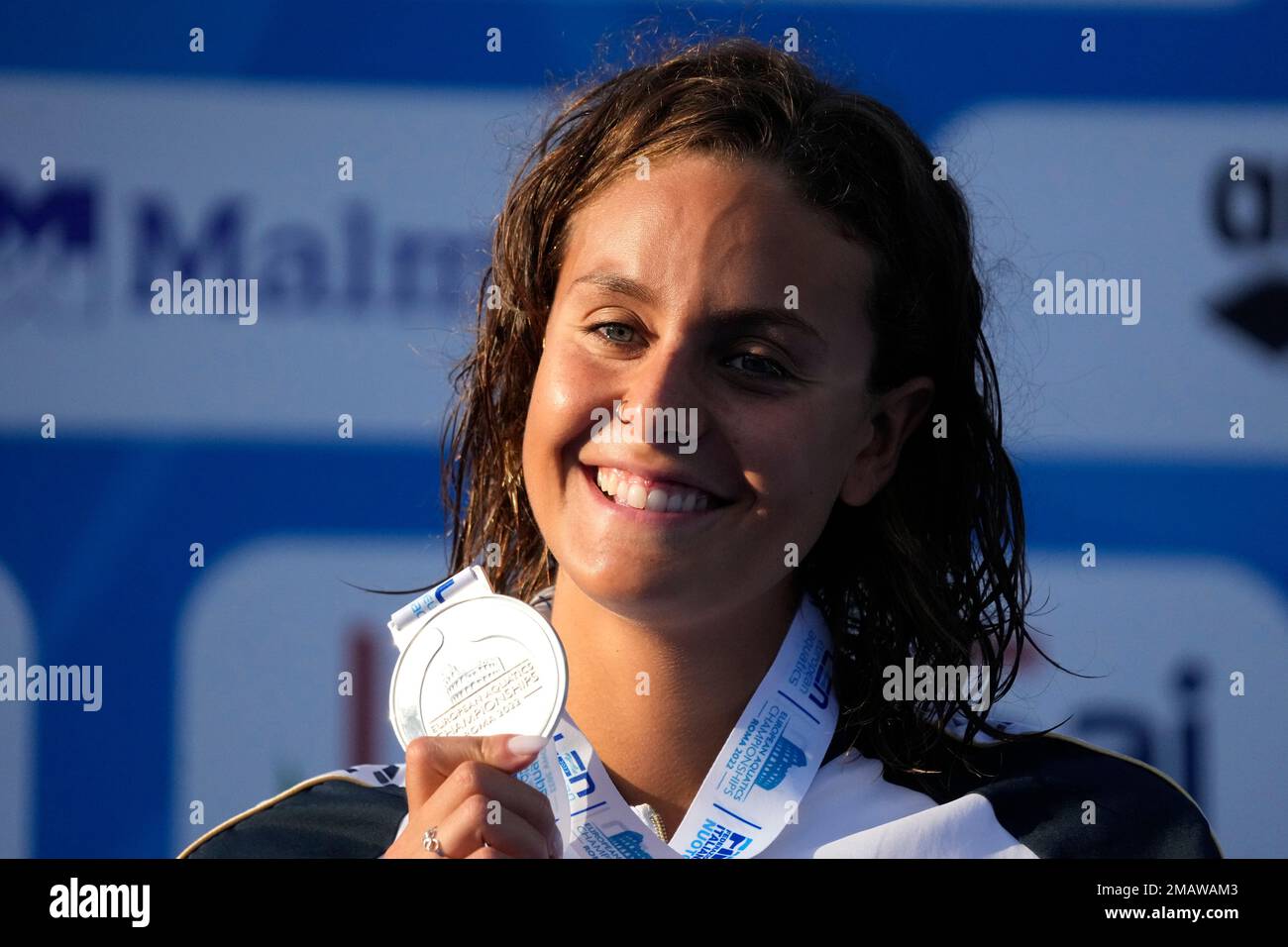 Second placed Italy's Martina Carraro celebrates after the women's 200m ...