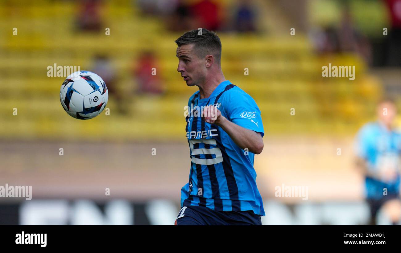 Rennes' Benjamin Bourigeaud advances with the ball during the French ...