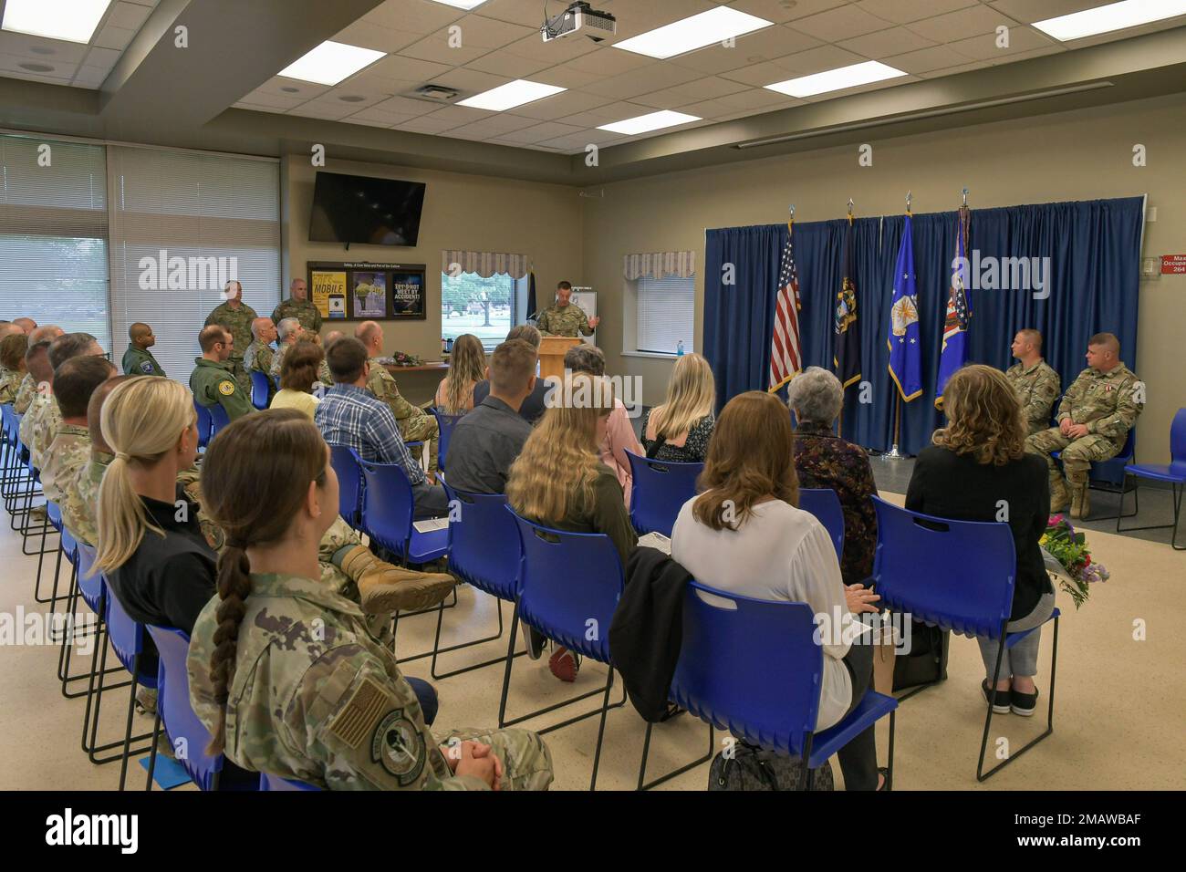 Maj. John Wilkinson addresses members of the 110th Wing for the first ...