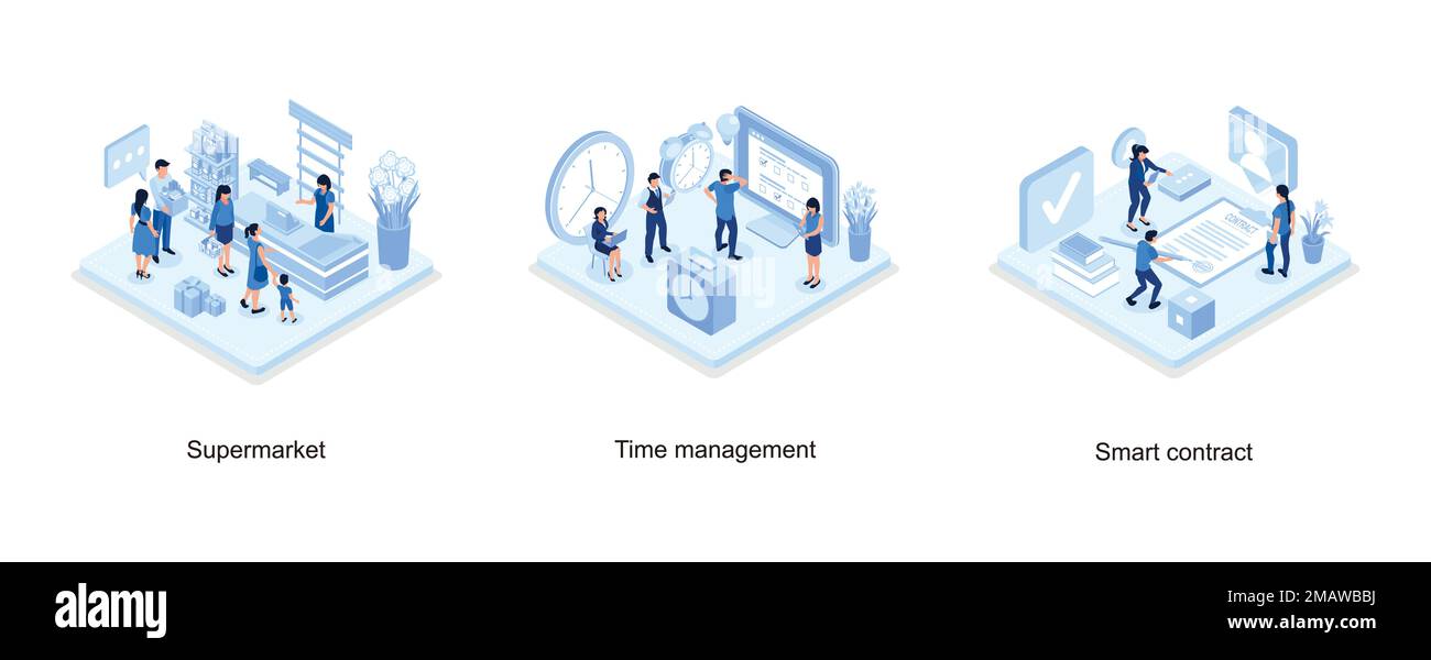 People waiting in line at grocery supermarket, Time management concept ...