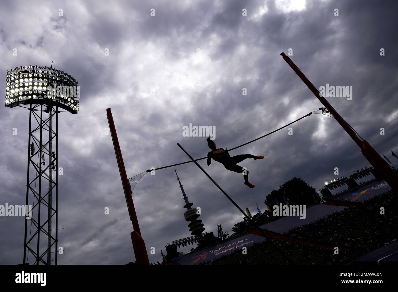 Jacqueline Otchere, of Germany, makes an attempt in the Women's pole ...