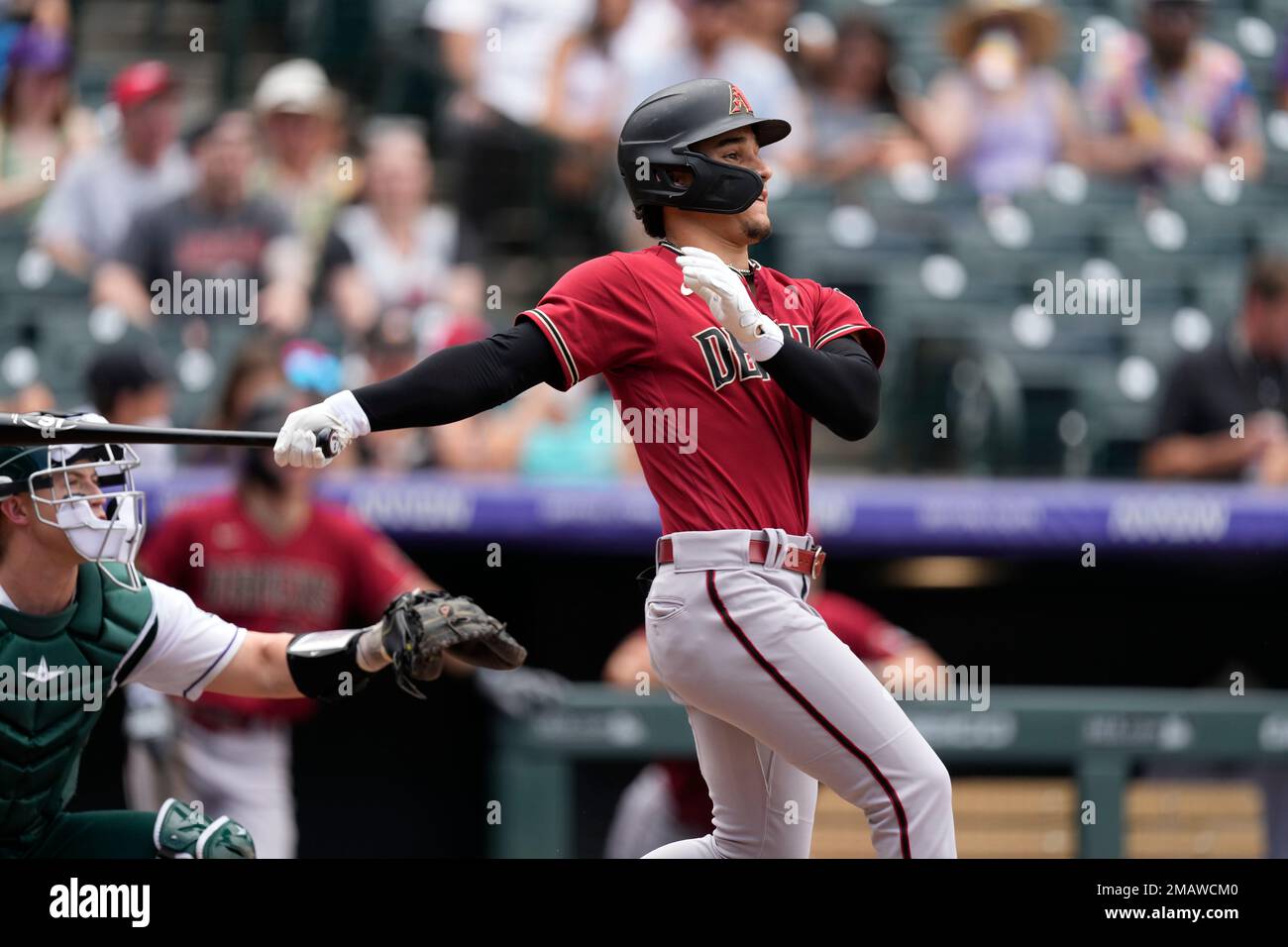 Arizona Diamondbacks center fielder Alek Thomas (5) in the fifth inning ...