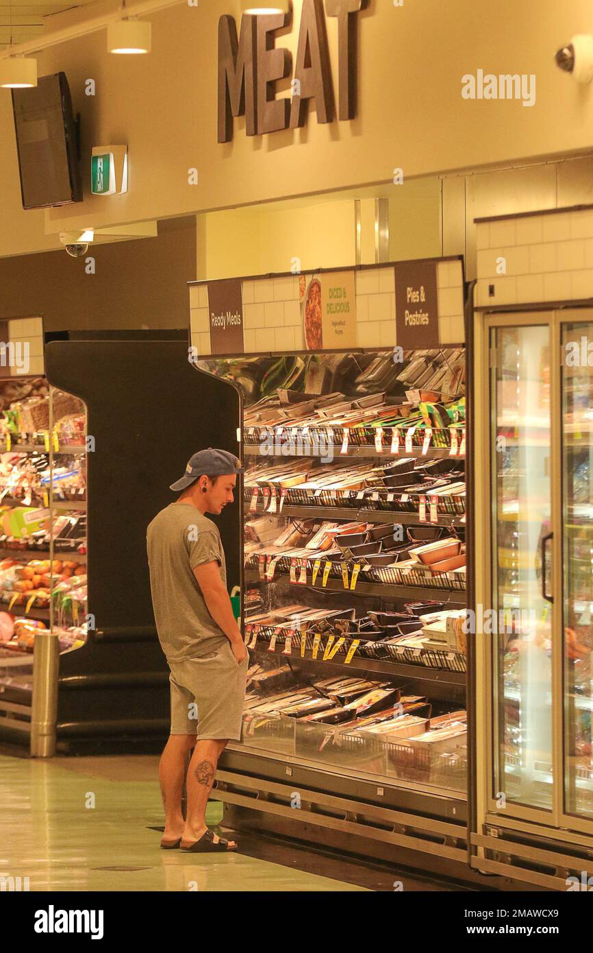 The meat section at a Woolworths Supermarket in Brisbane, Friday ...