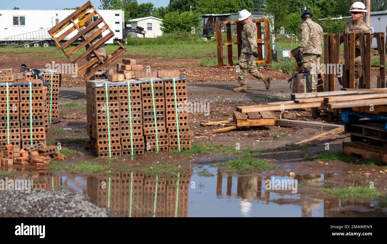 Nearly 25 Airmen from the 124th Civil Engineer Squadron work to build ...
