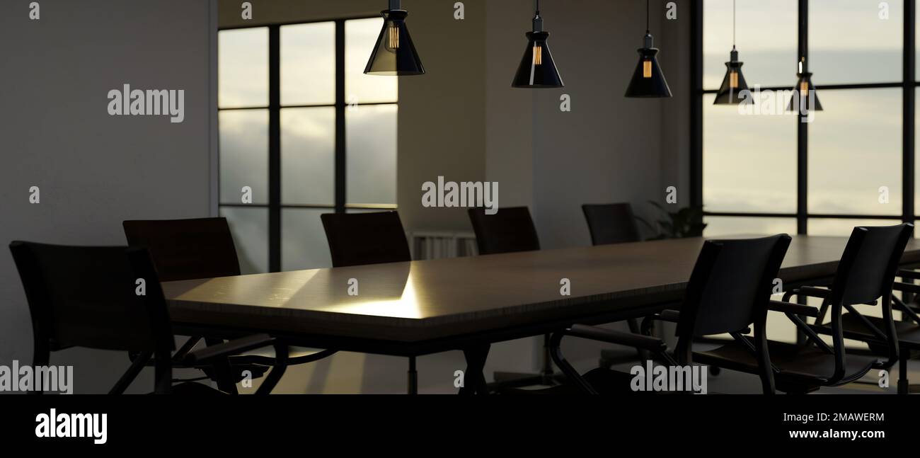 Modern urban stylish dark meeting room or boardroom interior design ...