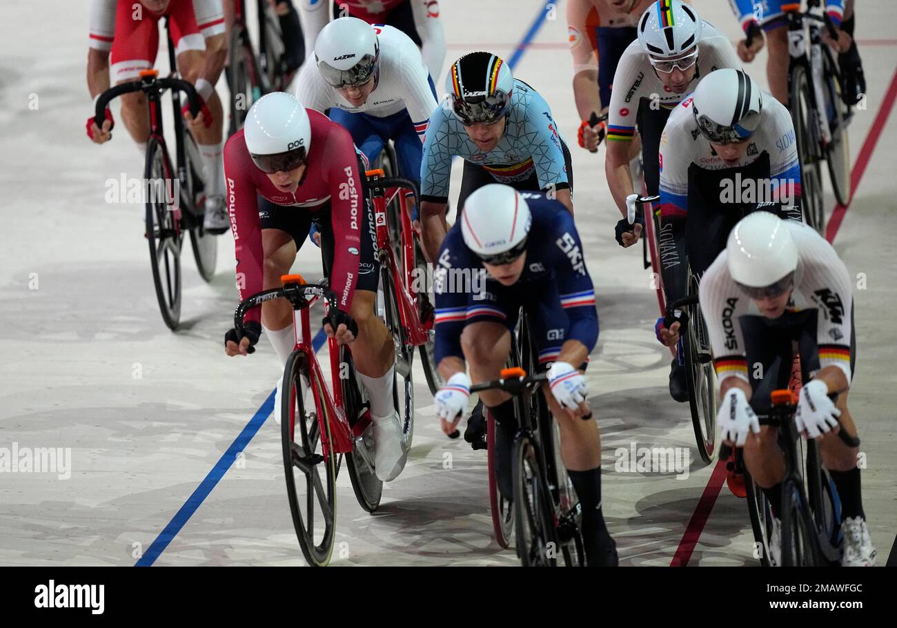 Riders compete at Men's Elimination Race Final during the European ...