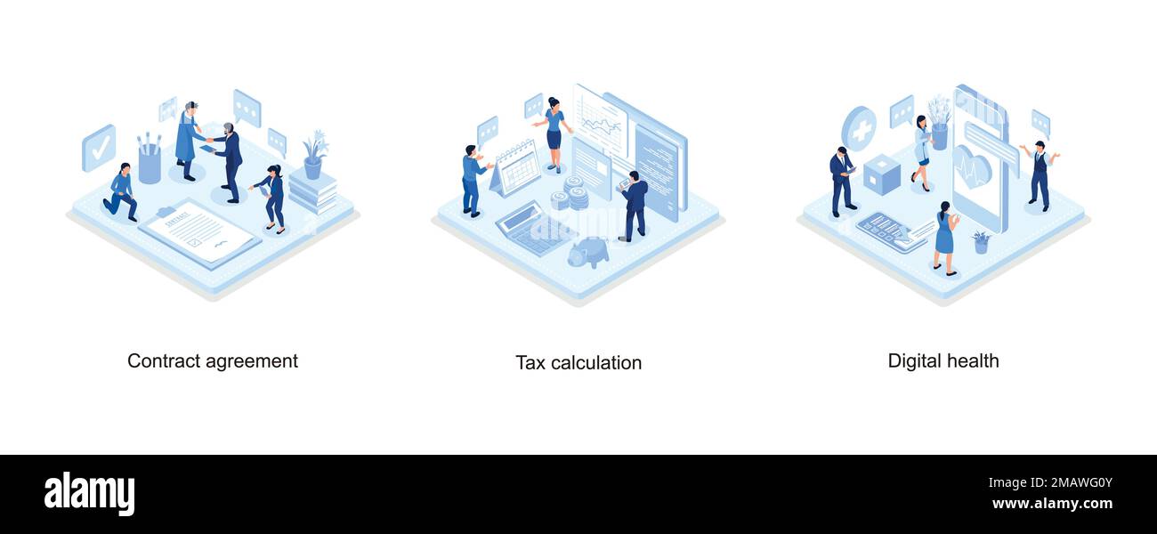 Characters Shaking Hands after Signing Official Contract Document ...
