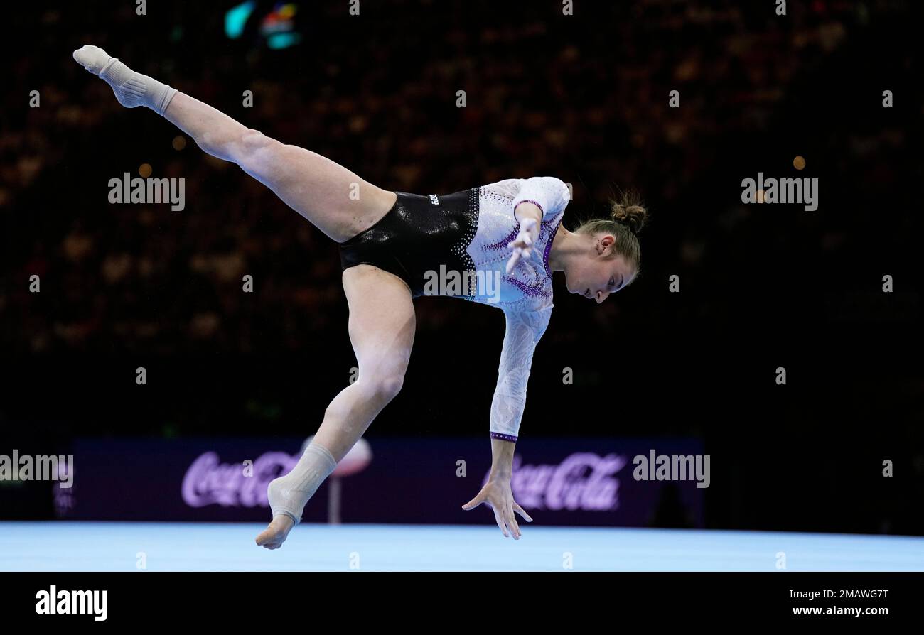 Italy's Angela Andreoli competes during the women's floor exercise ...