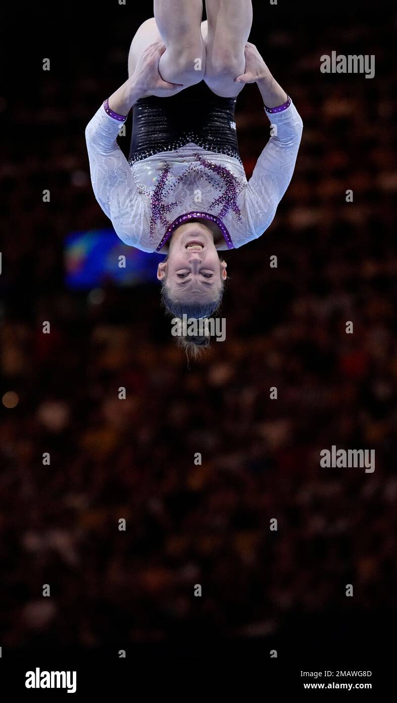 Italy's Angela Andreoli competes during the women's floor exercise ...