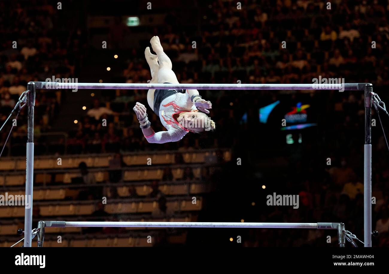 Italy's Alice D'Amato competes in the women's uneven bars final during ...