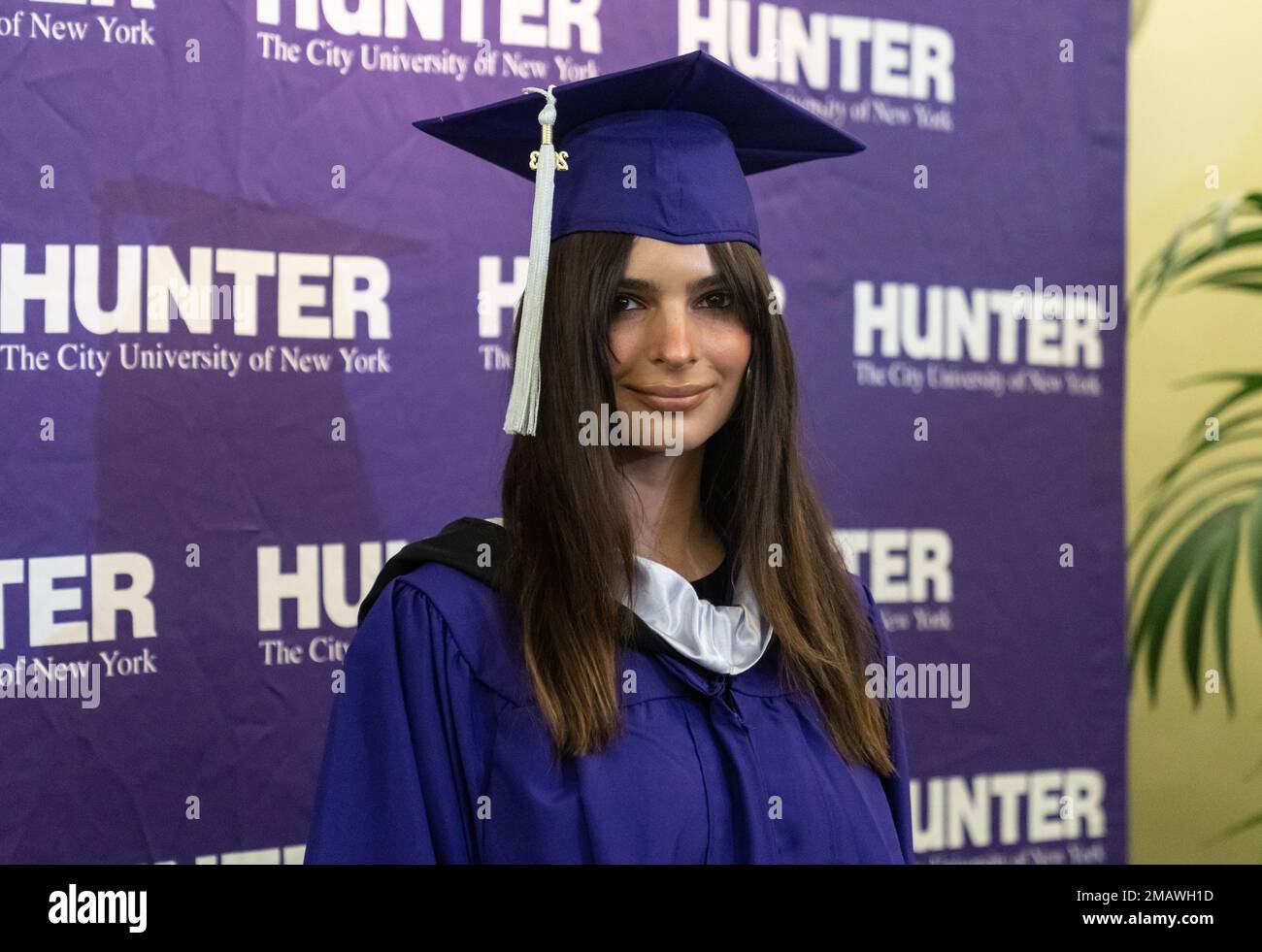 Emily Ratajkowski attends during winter commencement at Hunter College ...