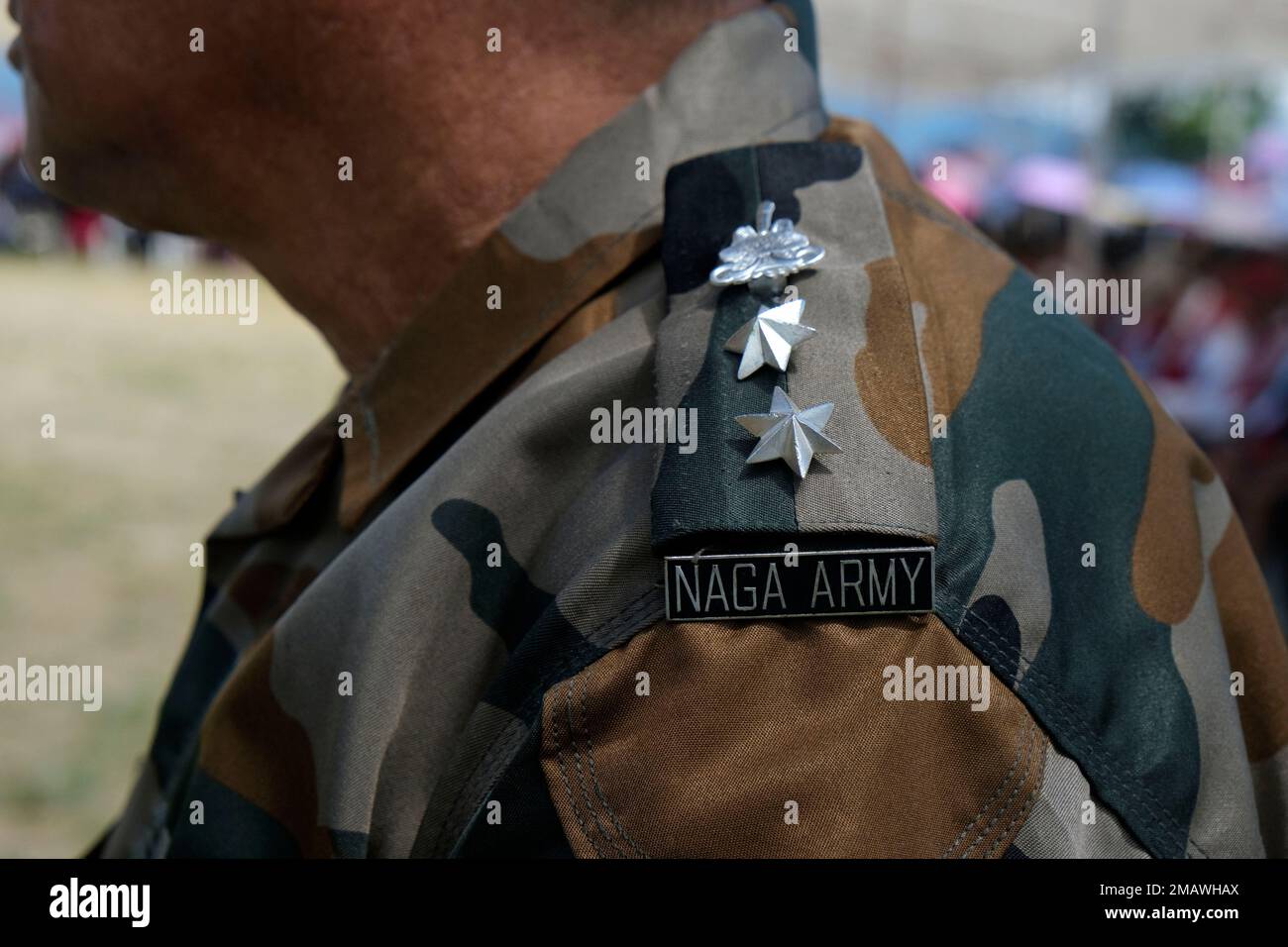 A Naga Army officer watches celebrations marking the Nagas' Declaration ...