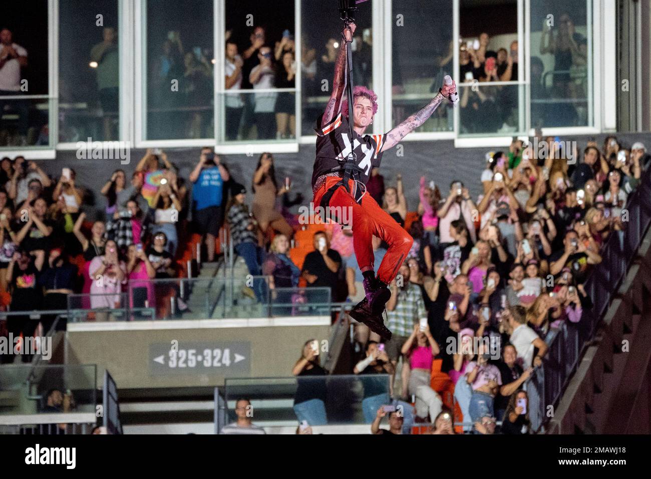 Machine Gun Kelly performs at FirstEnergy Stadium on Saturday, Aug. 13 ...