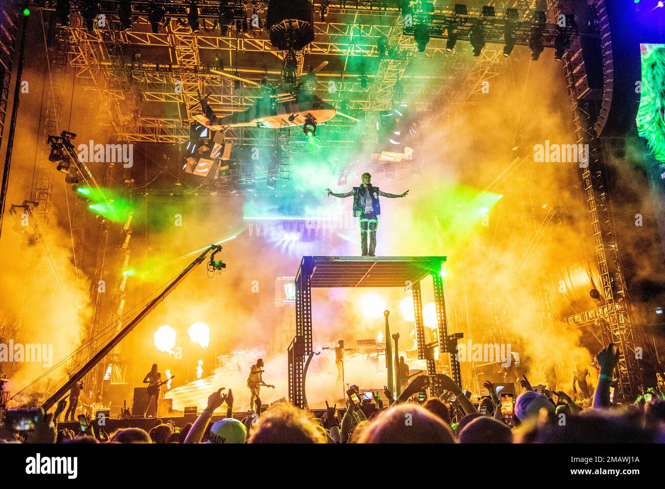 Machine Gun Kelly performs at FirstEnergy Stadium on Saturday, Aug. 13 ...